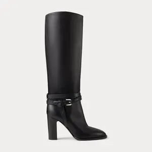 Ralph Lauren Donnely 90 Mm Calfskin Boots - Black