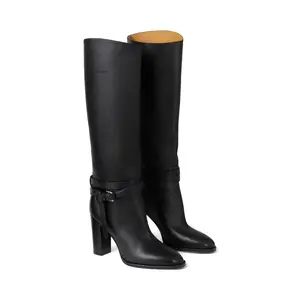 Ralph Lauren Donnely 90 Mm Calfskin Boots - Black