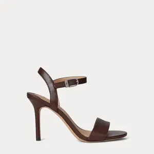 Ralph Lauren Gwen Nappa Leather Sandal Dark Hickory