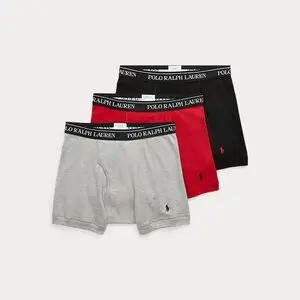 Ralph Lauren Cotton Wicking Boxer Brief 3-pack - Grey/red/black