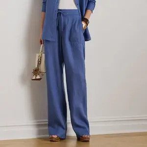 Ralph Lauren Linen Wide-leg Pants - Carson Blue