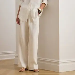 Ralph Lauren Linen Wide-leg Pants - White