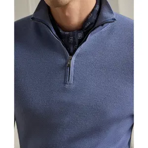 Ralph Lauren Piqué-knit Wool Quarter-zip Sweater - Soft Blue