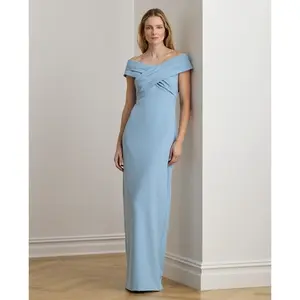 Ralph Lauren Crepe Off-the-shoulder Gown - Blue Note