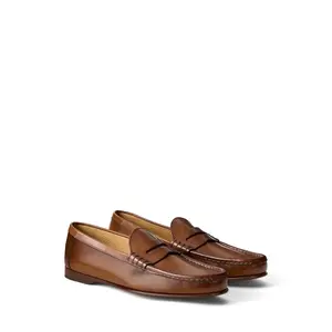 Ralph Lauren Chalmers Burnished Calfskin Penny Loafer - Tan