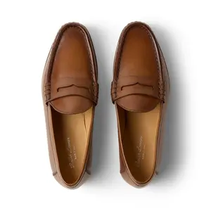 Ralph Lauren Chalmers Burnished Calfskin Penny Loafer - Tan