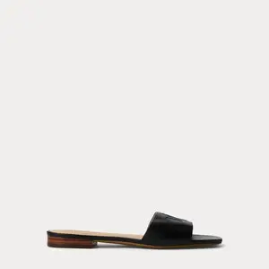 Ralph Lauren Everley Calfskin Slide Sandal - Black