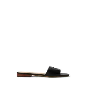 Ralph Lauren Everley Calfskin Slide Sandal - Black
