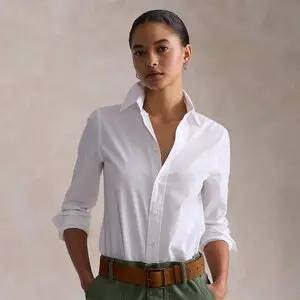 Ralph Lauren End-on-end Stretch Slim Fit Cotton Shirt - White