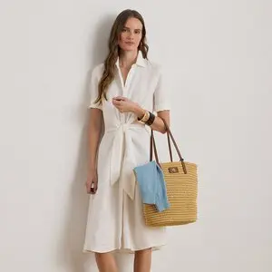 Ralph Lauren Tie-front Linen Shirt Dress - White
