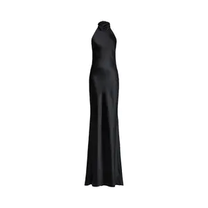 Ralph Lauren Chilton Stretch Satin Evening Gown - Black