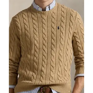 Ralph Lauren Cable-knit Cotton Sweater - Camel Melange