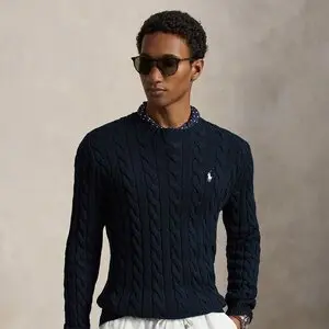 Ralph Lauren Cable-knit Cotton Sweater - Hunter Navy/white