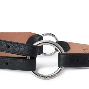 Ralph Lauren Tri-strap O-ring Calfskin Leather Belt - Black