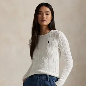 Ralph Lauren Cable-knit Cotton Crewneck Sweater - White