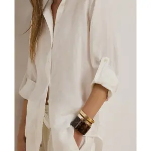 Ralph Lauren Relaxed Fit Linen Roll-tab Sleeve Shirt - White