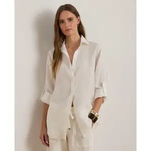 Ralph Lauren Relaxed Fit Linen Roll-tab Sleeve Shirt - White