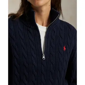 Ralph Lauren Cable-knit Quarter-zip Cotton Sweater - Hunter Navy