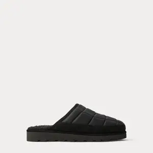 Ralph Lauren Reade Suede-trim Scuff Slipper - Black/cream
