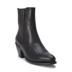 Ralph Lauren Leather Chelsea Western Boots - Black