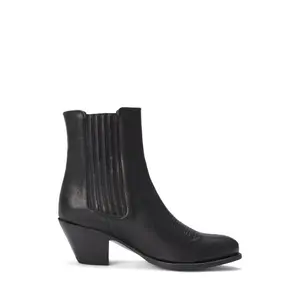 Ralph Lauren Leather Chelsea Western Boots - Black
