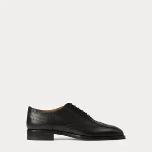 Ralph Lauren Layton 20 Mm Burnished Calfskin Oxford - Black