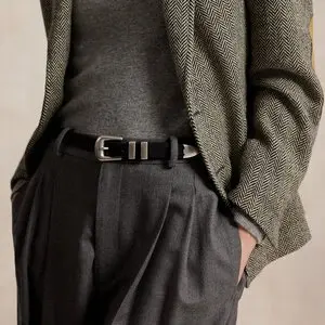 Ralph Lauren Distressed Leather Belt - Black