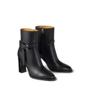 Ralph Lauren Donnely 90 Mm Calfskin Bootie - Black