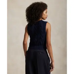 Ralph Lauren Cable-knit Cotton Cropped Vest - Hunter Navy