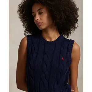 Ralph Lauren Cable-knit Cotton Cropped Vest - Hunter Navy