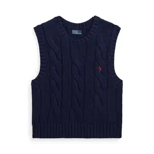 Ralph Lauren Cable-knit Cotton Cropped Vest - Hunter Navy