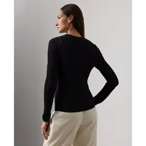 Ralph Lauren Cable-knit Silk Crewneck Sweater - Black
