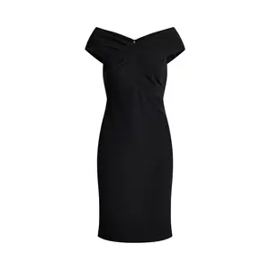 Ralph Lauren Crepe Off-the-shoulder Cocktail Dress - Black