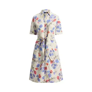 Ralph Lauren Floral Linen Shirt Dress - Cream Multi