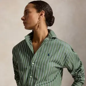 Ralph Lauren Relaxed Fit Striped Cotton Shirt - Green White Multi