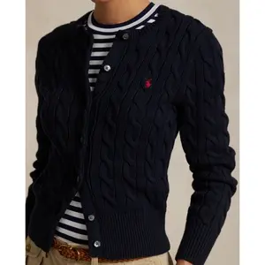 Ralph Lauren Cable-knit Cotton Crewneck Cardigan - Hunter Navy