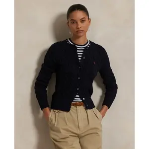 Ralph Lauren Cable-knit Cotton Crewneck Cardigan - Hunter Navy