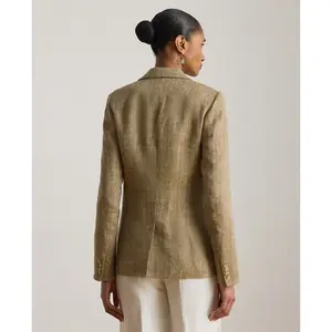 Ralph Lauren Linen Herringbone Blazer - Tan/cream Multi