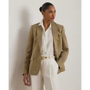 Ralph Lauren Linen Herringbone Blazer - Tan/cream Multi