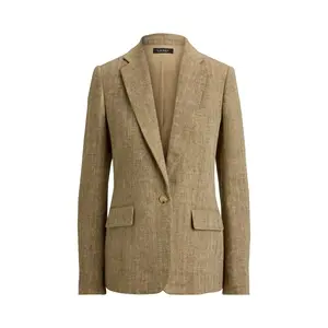 Ralph Lauren Linen Herringbone Blazer - Tan/cream Multi