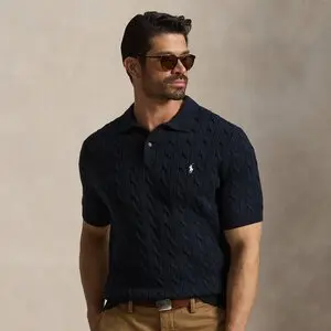 Ralph Lauren Cable-knit Cotton Polo Sweater - Hunter Navy