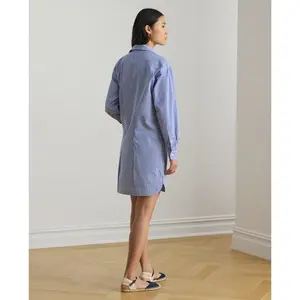 Ralph Lauren Striped Cotton Broadcloth Shirt Dress