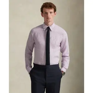 Ralph Lauren Classic Fit Striped Linen Shirt - Lavender White