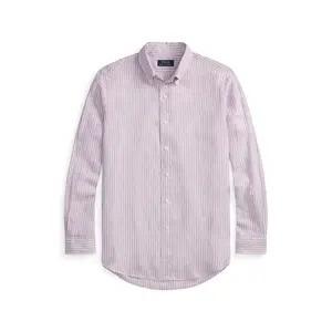 Ralph Lauren Classic Fit Striped Linen Shirt - Lavender White