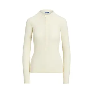 Ralph Lauren Ribbed Crepe Henley Shirt - Warm White