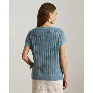 Ralph Lauren Cotton-blend Mesh Short-sleeve Sweater - Blue Note