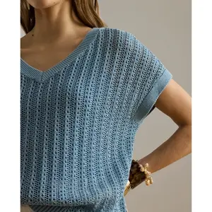 Ralph Lauren Cotton-blend Mesh Short-sleeve Sweater - Blue Note