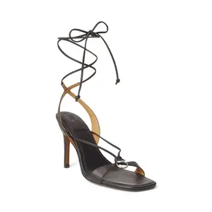Ralph Lauren O-ring Leather Wrap Sandal - Black