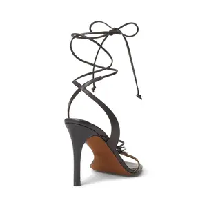 Ralph Lauren O-ring Leather Wrap Sandal - Black