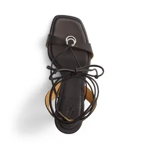 Ralph Lauren O-ring Leather Wrap Sandal - Black